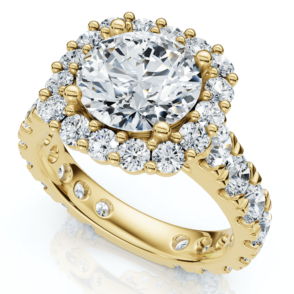 Pompeii Certified 3Ct Lab Grown Cushion Halo Diamond Engagement Ring ...