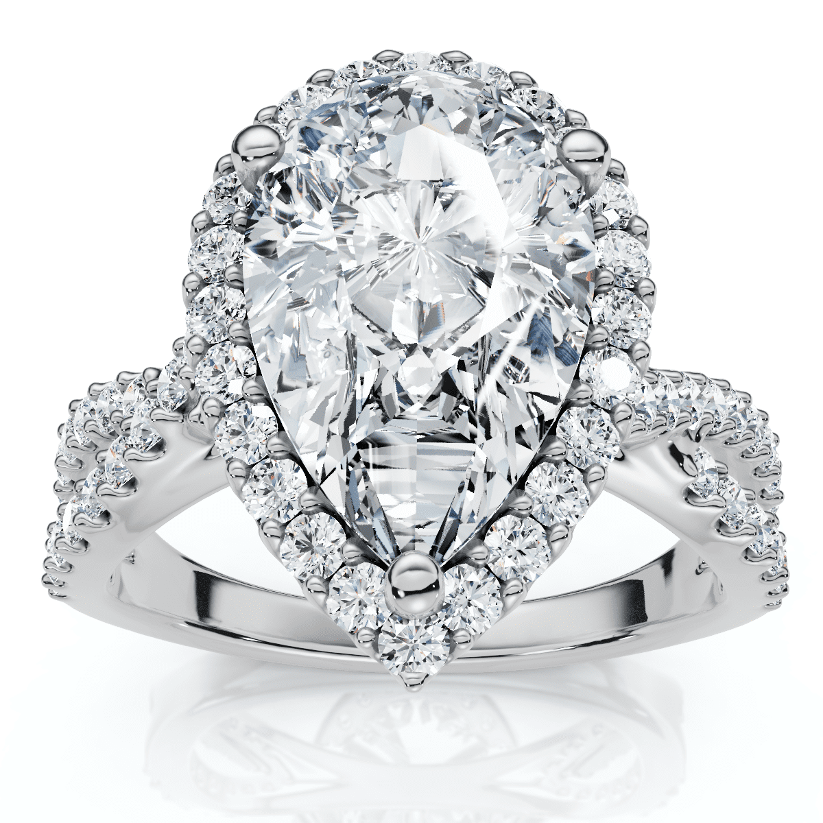 Pompeii Certified 3Ct Pear Shape Diamond Engagement Ring 14k Gold or Platinum Lab Grown ...