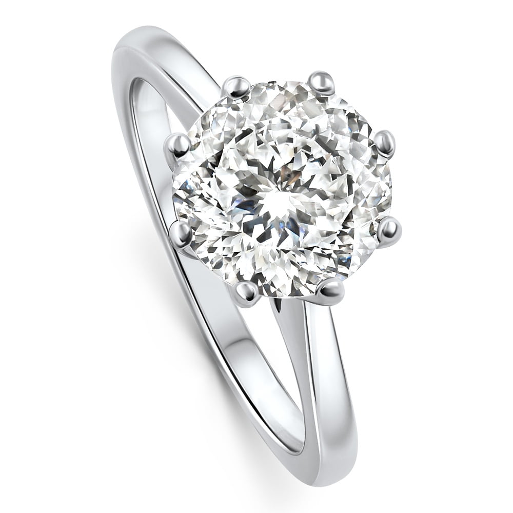 Pompeii Certified 3Ct Portuguese Cut Diamond Engagement Ring 14k White ...
