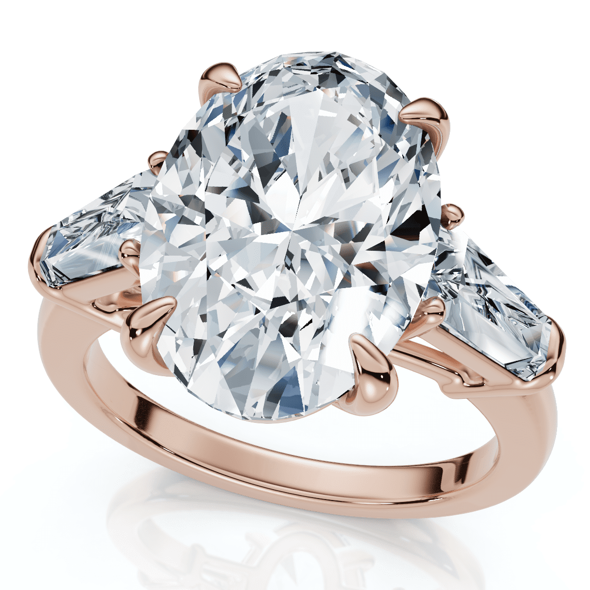 Pompeii Certified 4 1/3Ct Oval & Baguette Diamond Engagement Ring 14k Gold/Pt Lab Grown ...