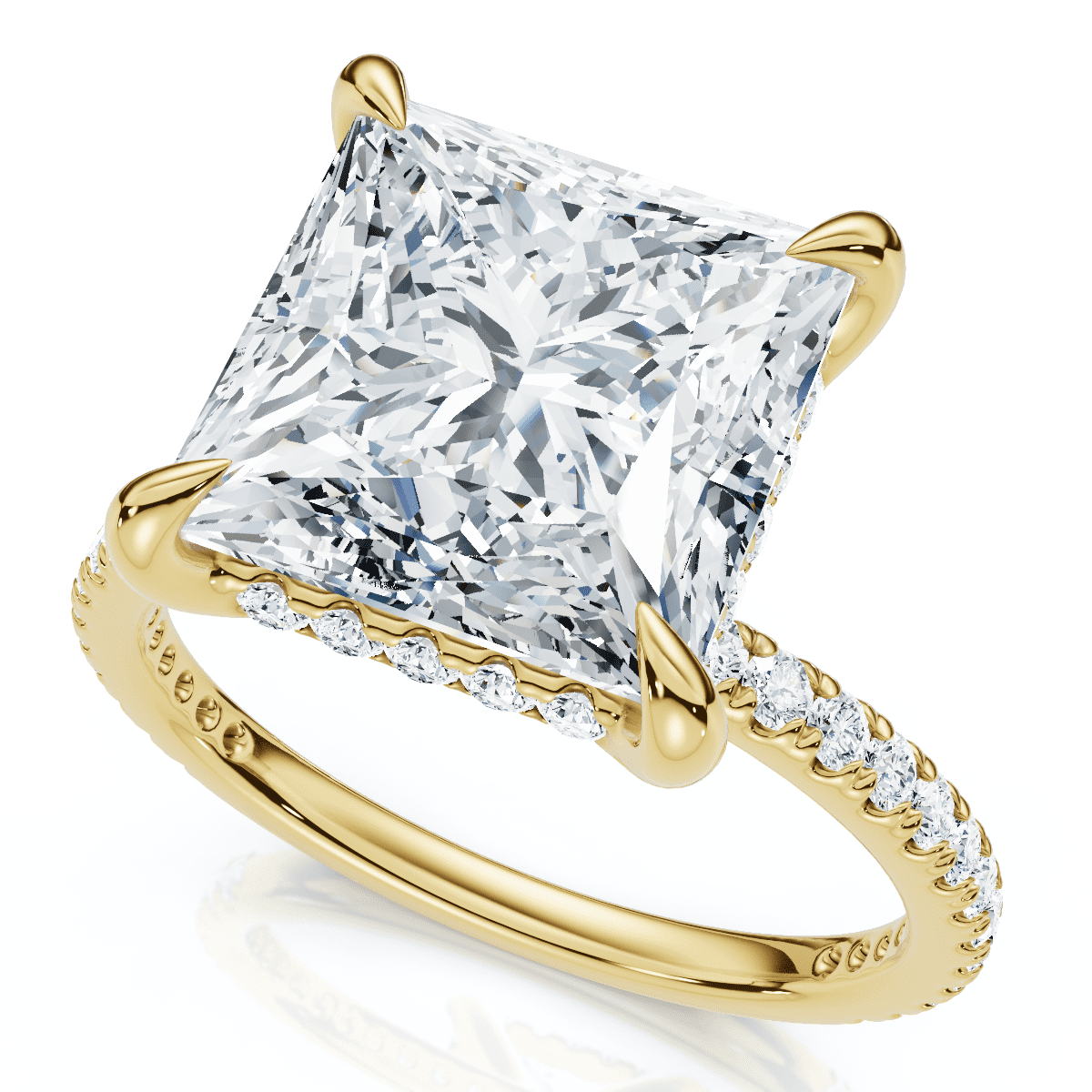 Pompeii Certified 4 1/3Ct Princess Cut Side Halo Engagement Ring 14k Gold/Pt Lab Grown - Walmart.com