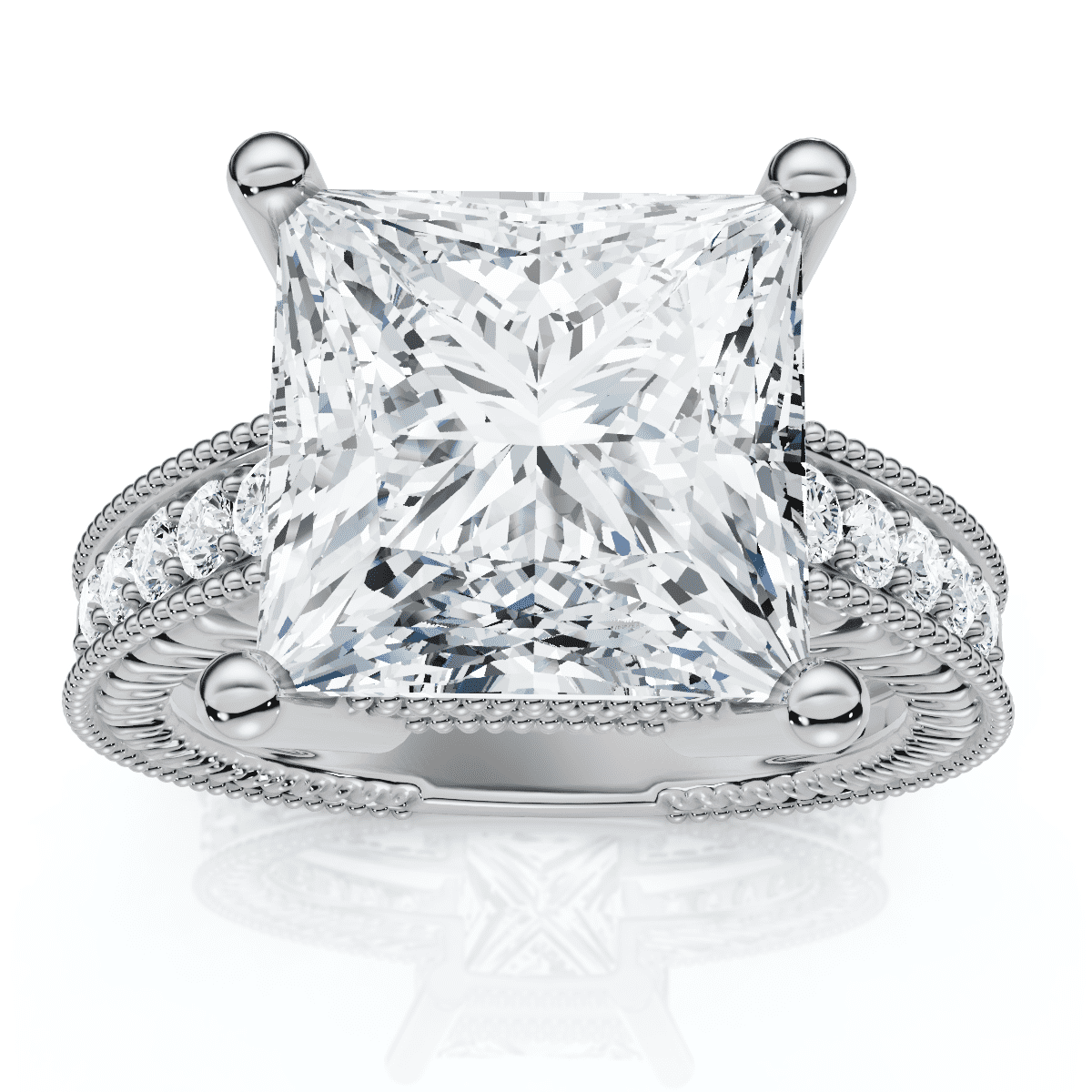 Pompeii Certified 4 1/5Ct Princess Cut Diamond Engagement Ring 14k Gold or Pt Lab Grown ...