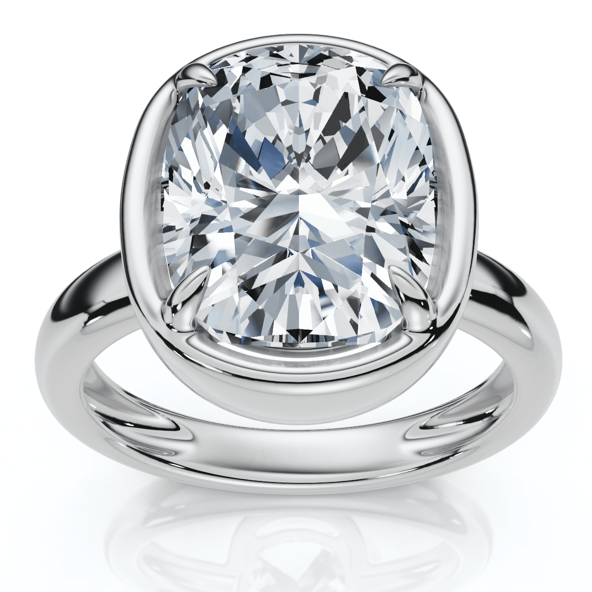 Pompeii Certified 4Ct Cushion Diamond Bezel Prong Solitaire Engagement ...