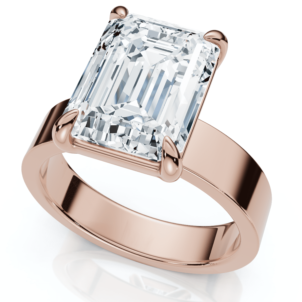 Pompeii Certified 4Ct Emerald Diamond Cigar Band Engagement Ring Lab Grown (E/F,VS1-VS2 ...