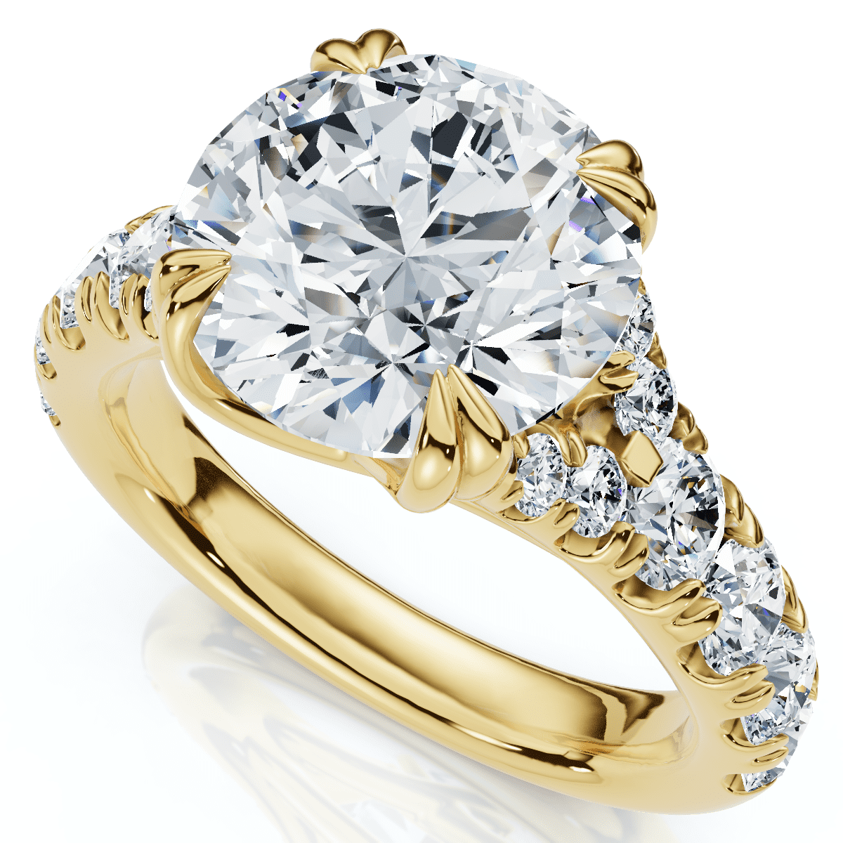 Pompeii Certified 4Ct Vivian Diamond Engagement Round Diamond Ring 14k ...