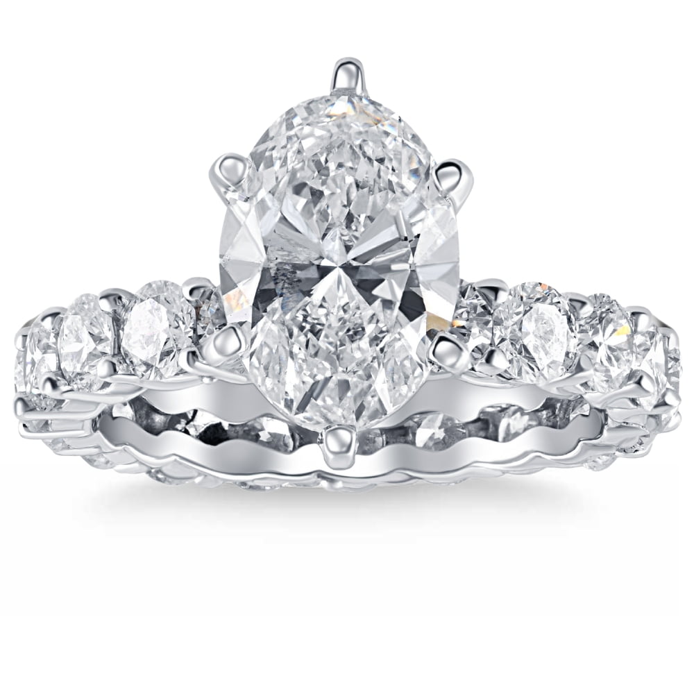 Pompeii Certified 5.03Ct Oval Diamond Eternity Engagement Ring 14k ...