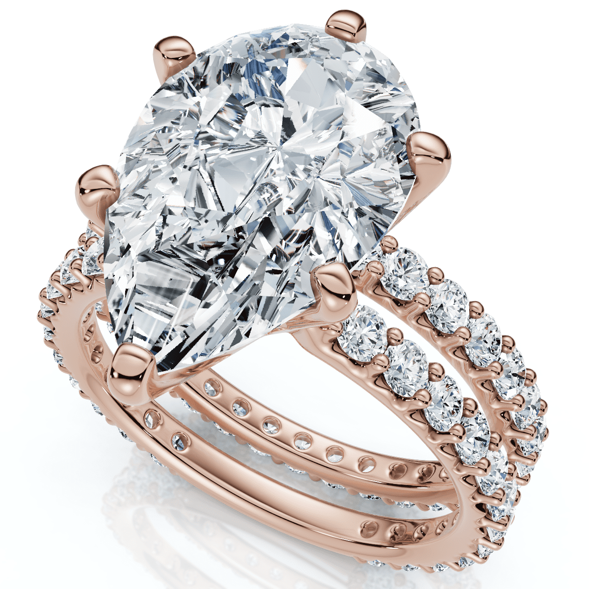 Pompeii Certified 5.40Ct Pear Engagement Ring Wedding Band Set 14k Gold ...