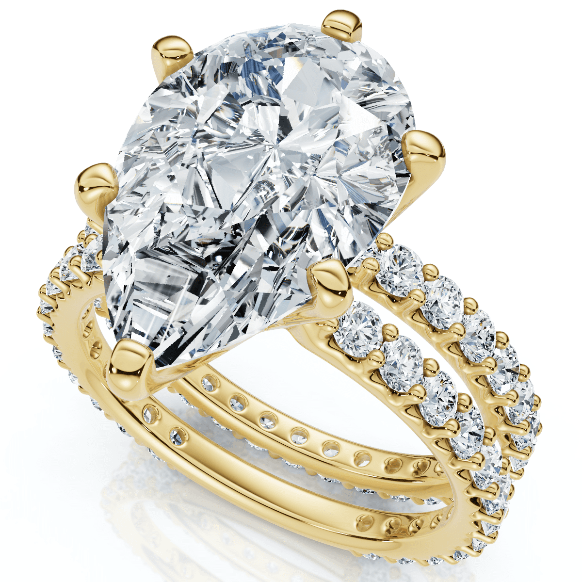 Pompeii Certified 5.40Ct Pear Engagement Ring Wedding Band Set 14k Gold ...