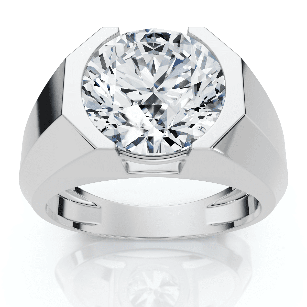 Pompeii Certified 5Ct Elon Signature Men's Bezel Diamond Ring 14k Gold ...