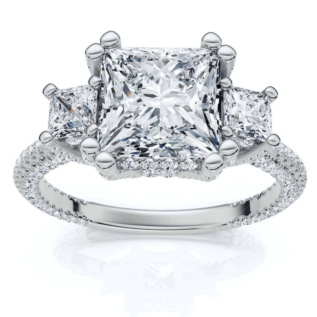 Pompeii Certified 5Ct Michelle Princess Cut Diamond Engagement Ring 14k ...