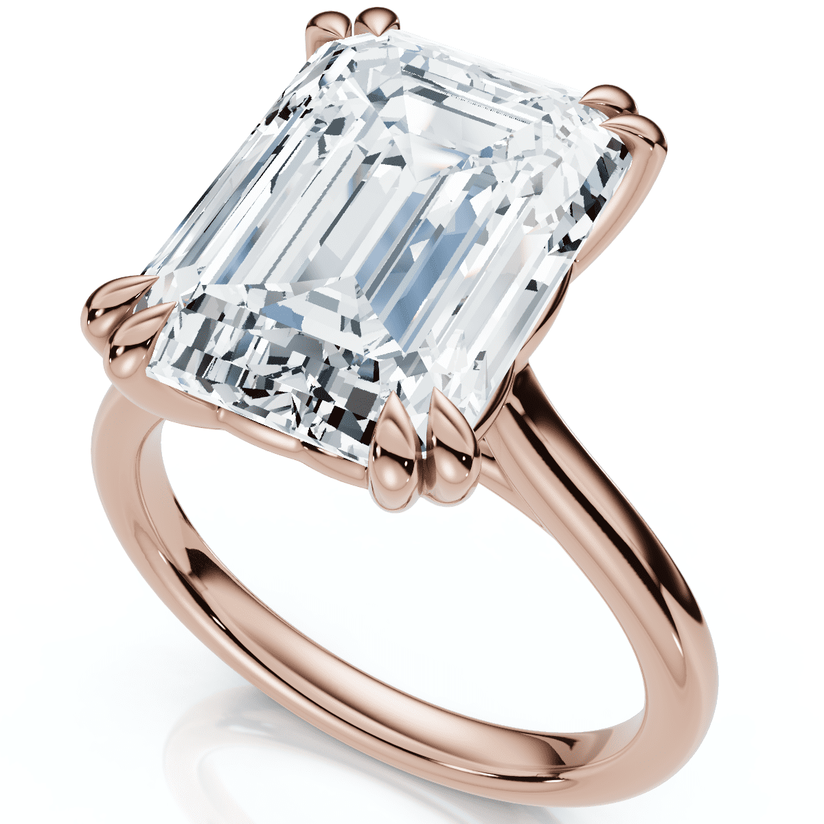 Pompeii Certified 6Ct Emerald Cut Diamond Solitaire Ring 14k Gold Lab ...