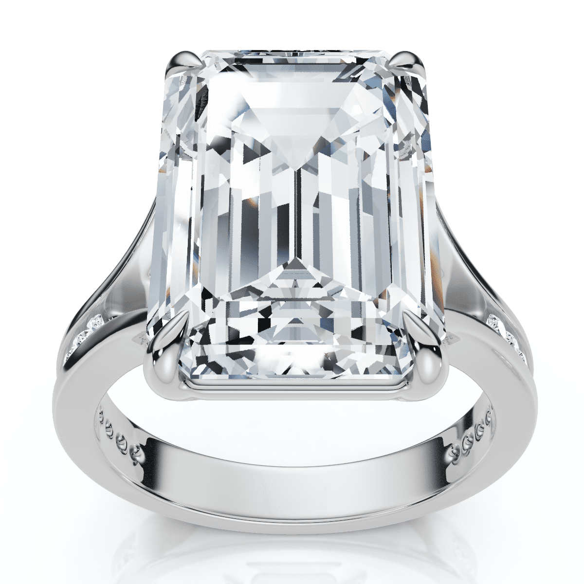 Pompeii Certified 9.20Ct Emerald Cut Sam Diamond Engagement Ring 14k ...