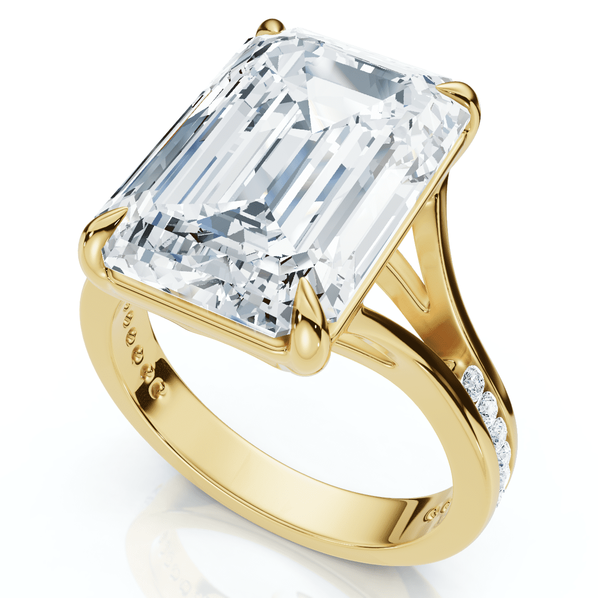Pompeii Certified 9.20Ct Emerald Cut Sam Diamond Engagement Ring 14k ...