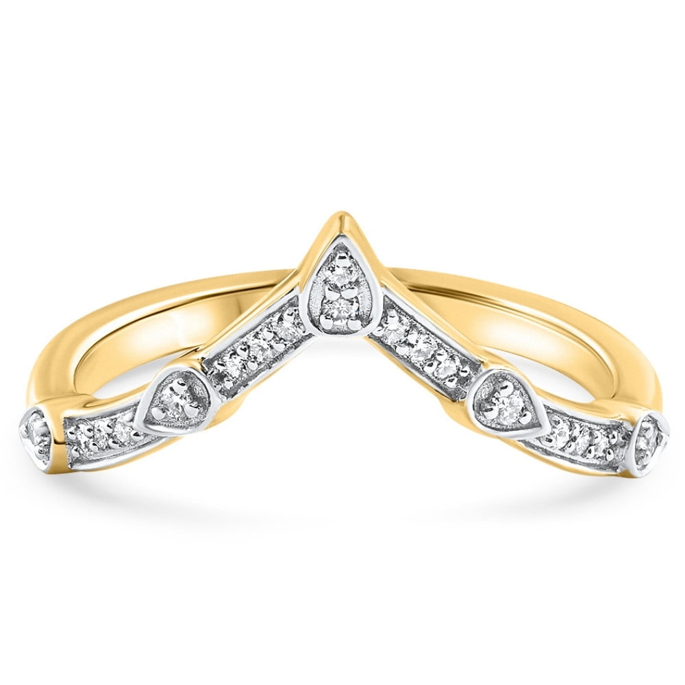 Pompeii Curved V Shape Diamond Wedding Anniversary Guard Engagement ...