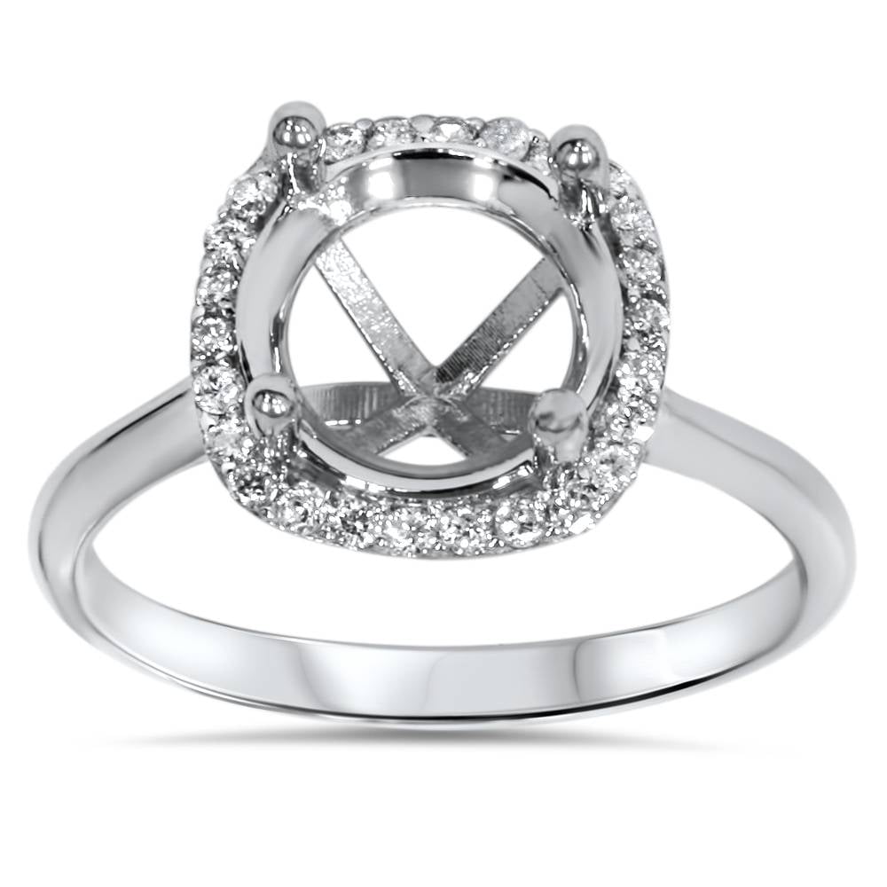 Pompeii Cushion Halo Diamond Engagement Ring Setting 14K White Gold (H/I,SI2-I1) - Walmart.com