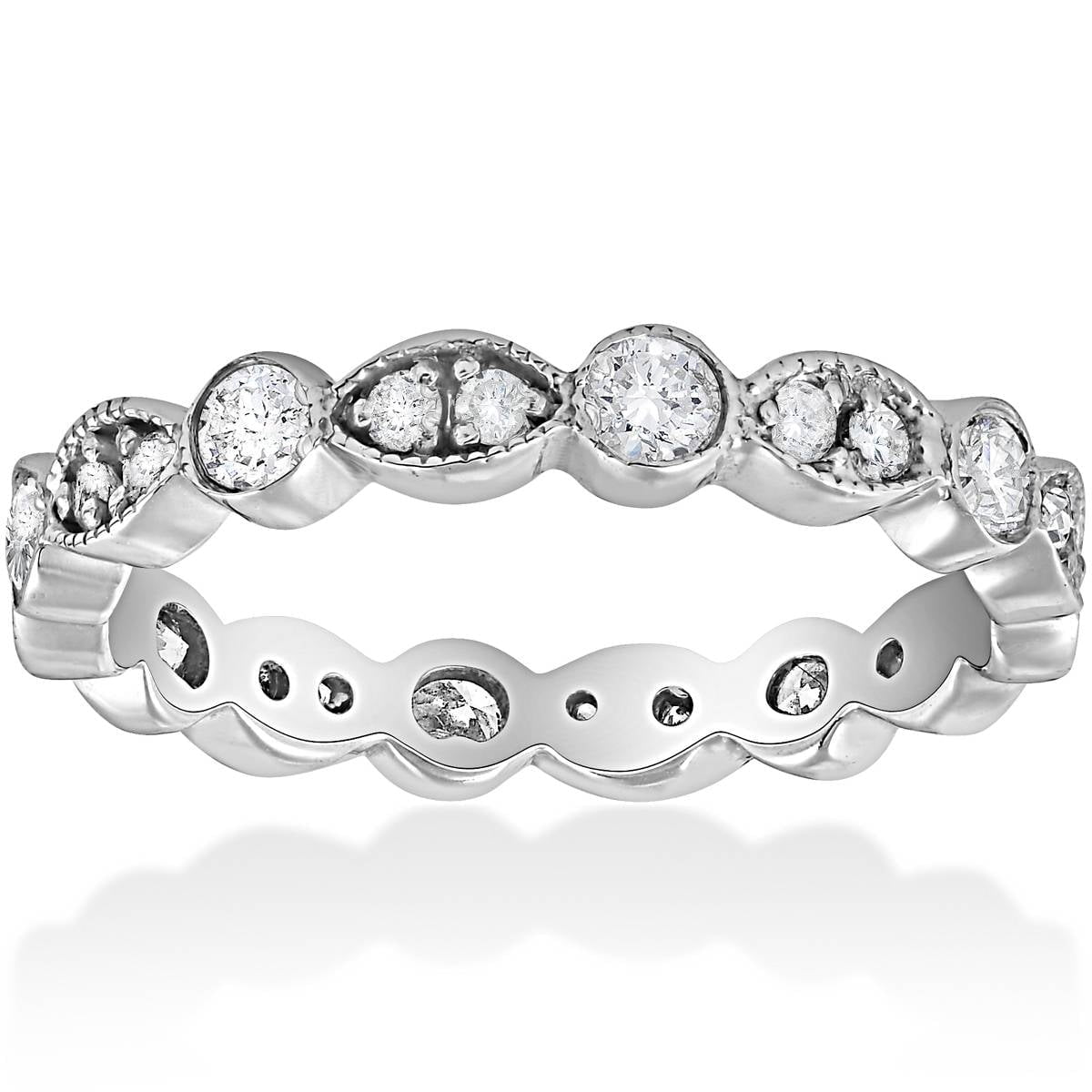 Pompeii3 Deco 3/4Ct Diamond Eternity Anniversary Stackable Wedding Ring ...