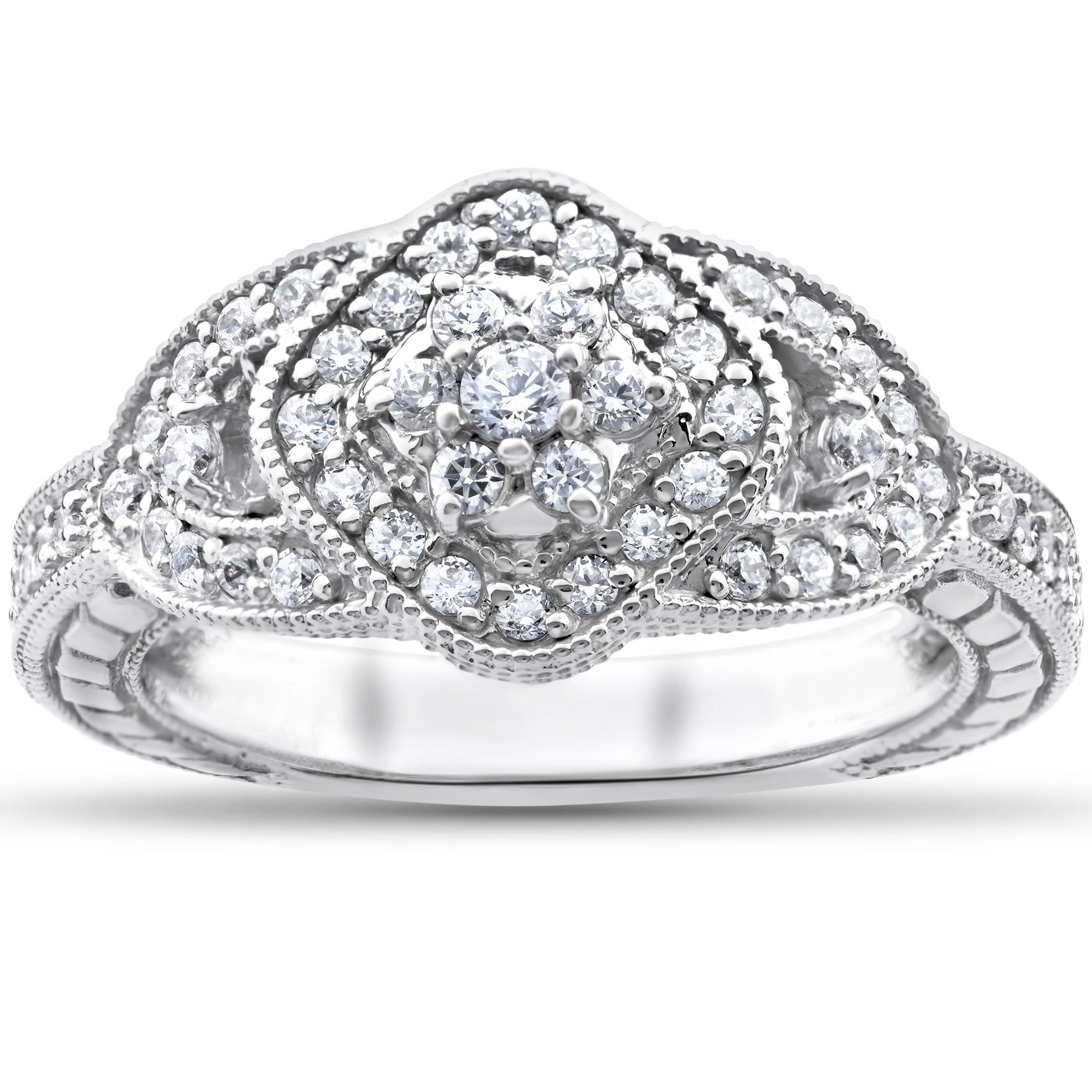 Pompeii Diamond Engagement Ring 3/4 Carat Unique Vintage Cushion Halo 3 ...