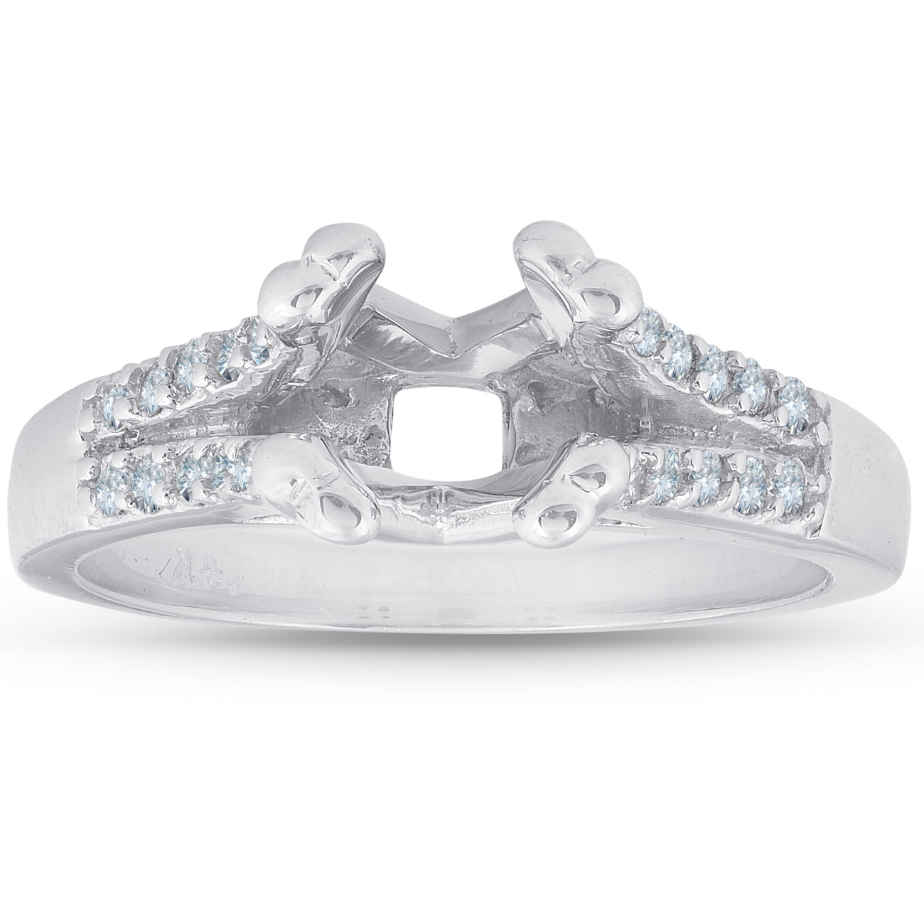 Pompeii Diamond Semi Mount Ring Split Shank Setting 14K Gold (G/H,I2 ...