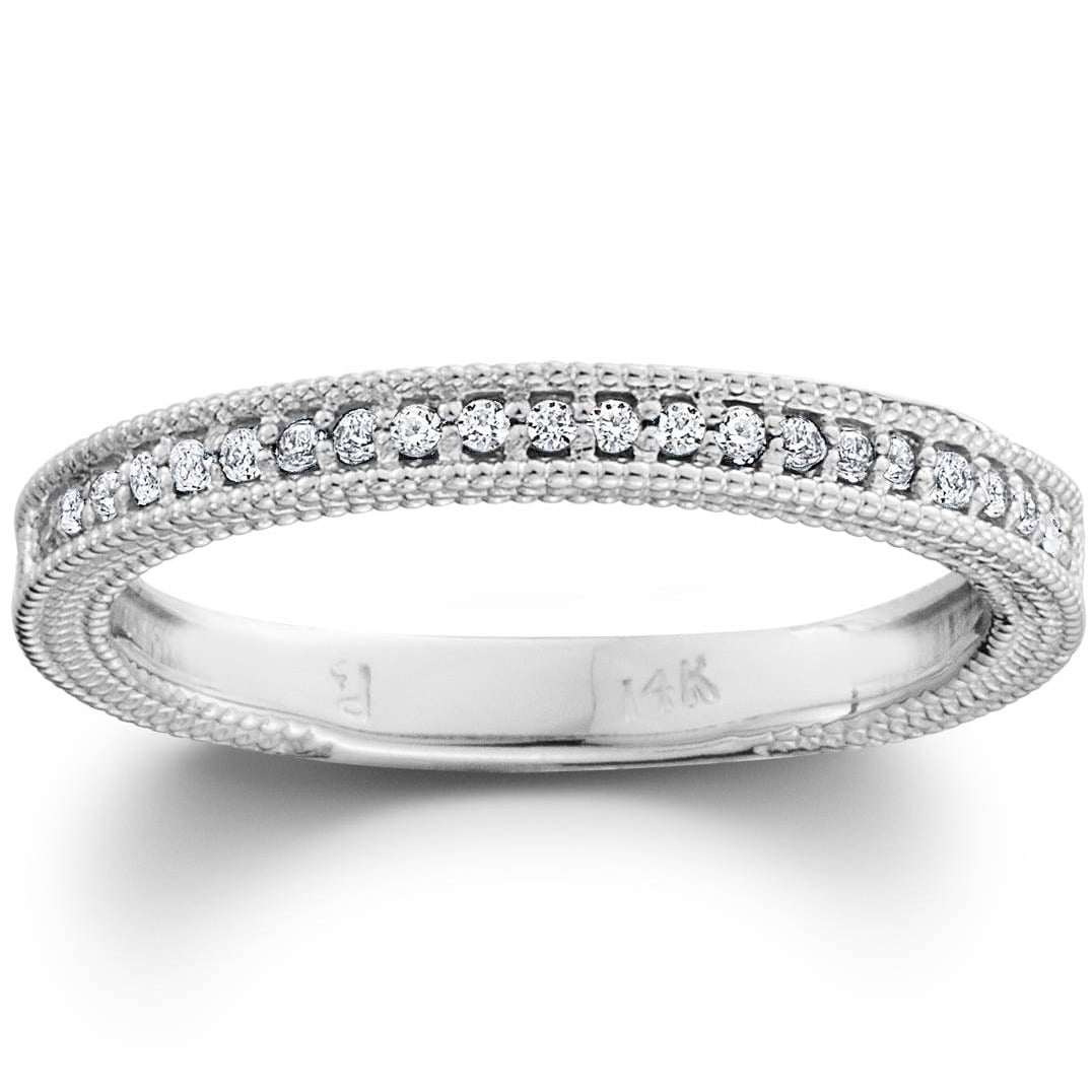 Pompeii Diamond Wedding Ring 1/5ctw Womens Stackable Diamond Band 10k ...
