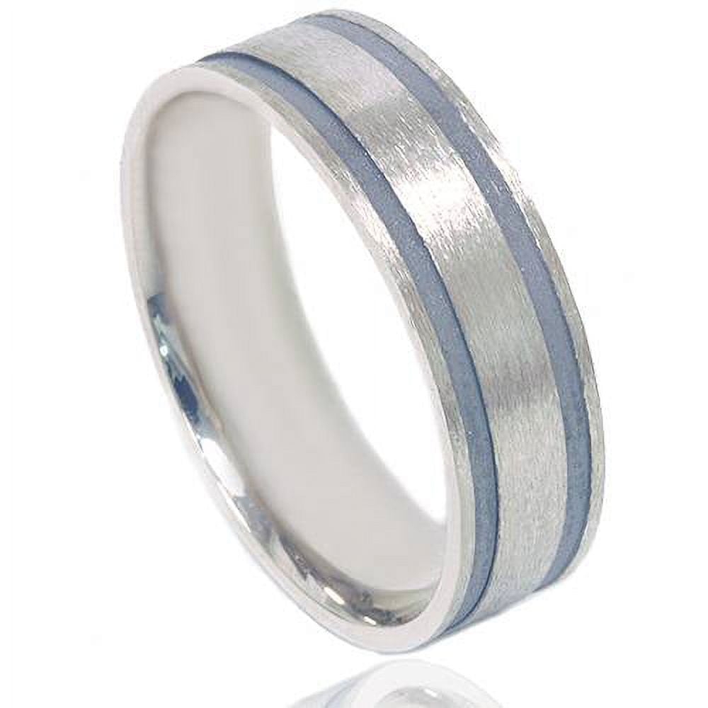 Pompeii Double Inlay Brushed Wedding Band 14K White Gold (,) - Walmart.com