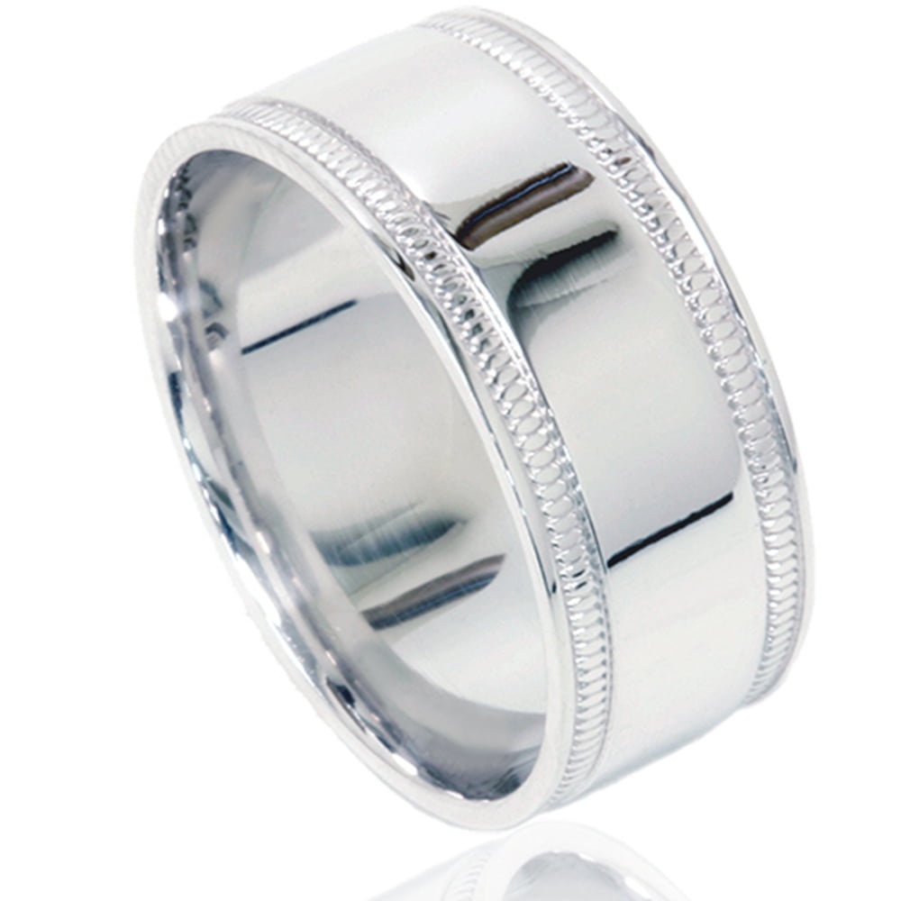 Pompeii Double Milgrain Inlay Comfort Fit Wedding Band 10K White Gold ...
