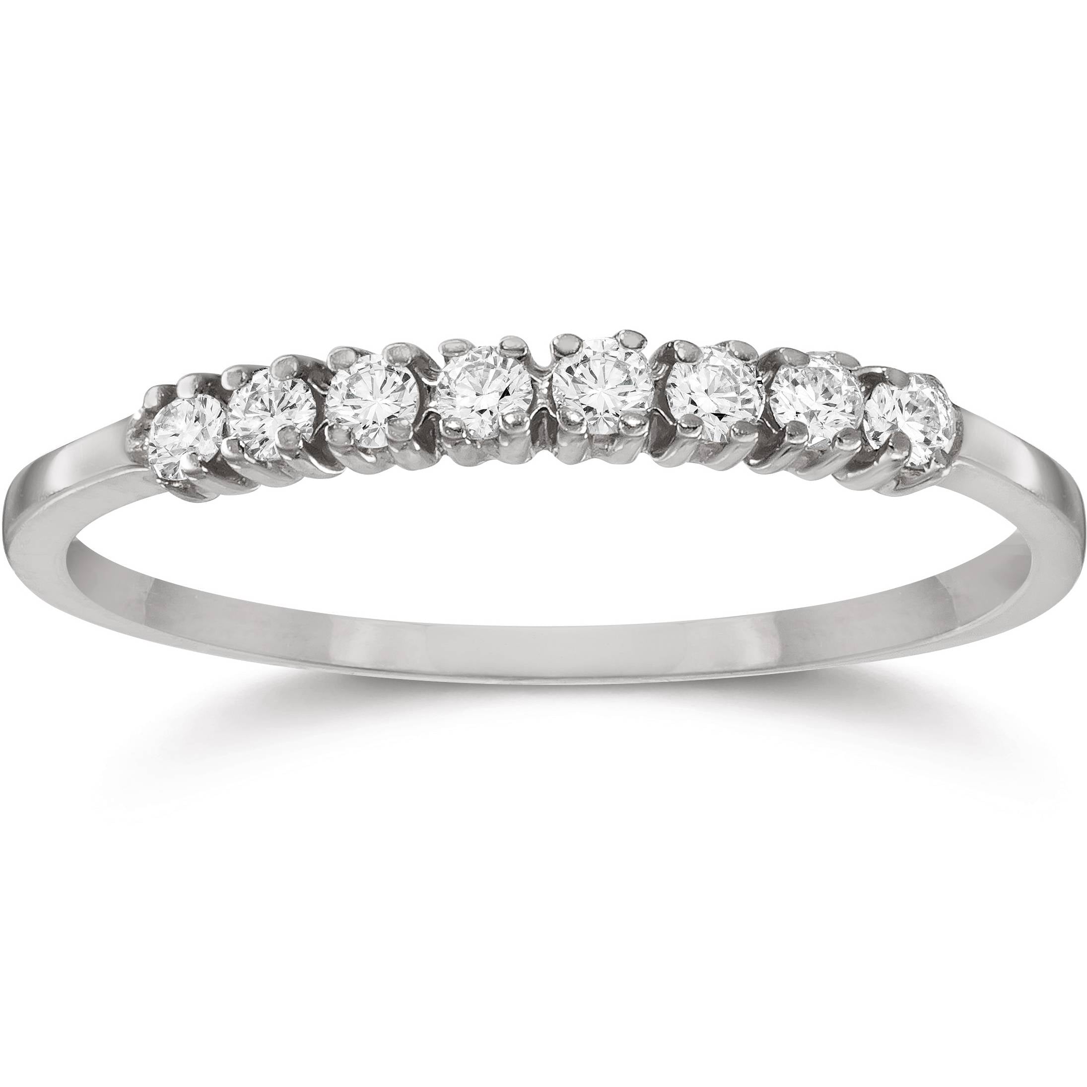 Pompeii Eight Stone Diamond Wedding Stackable Guard Band Ring 14K White ...