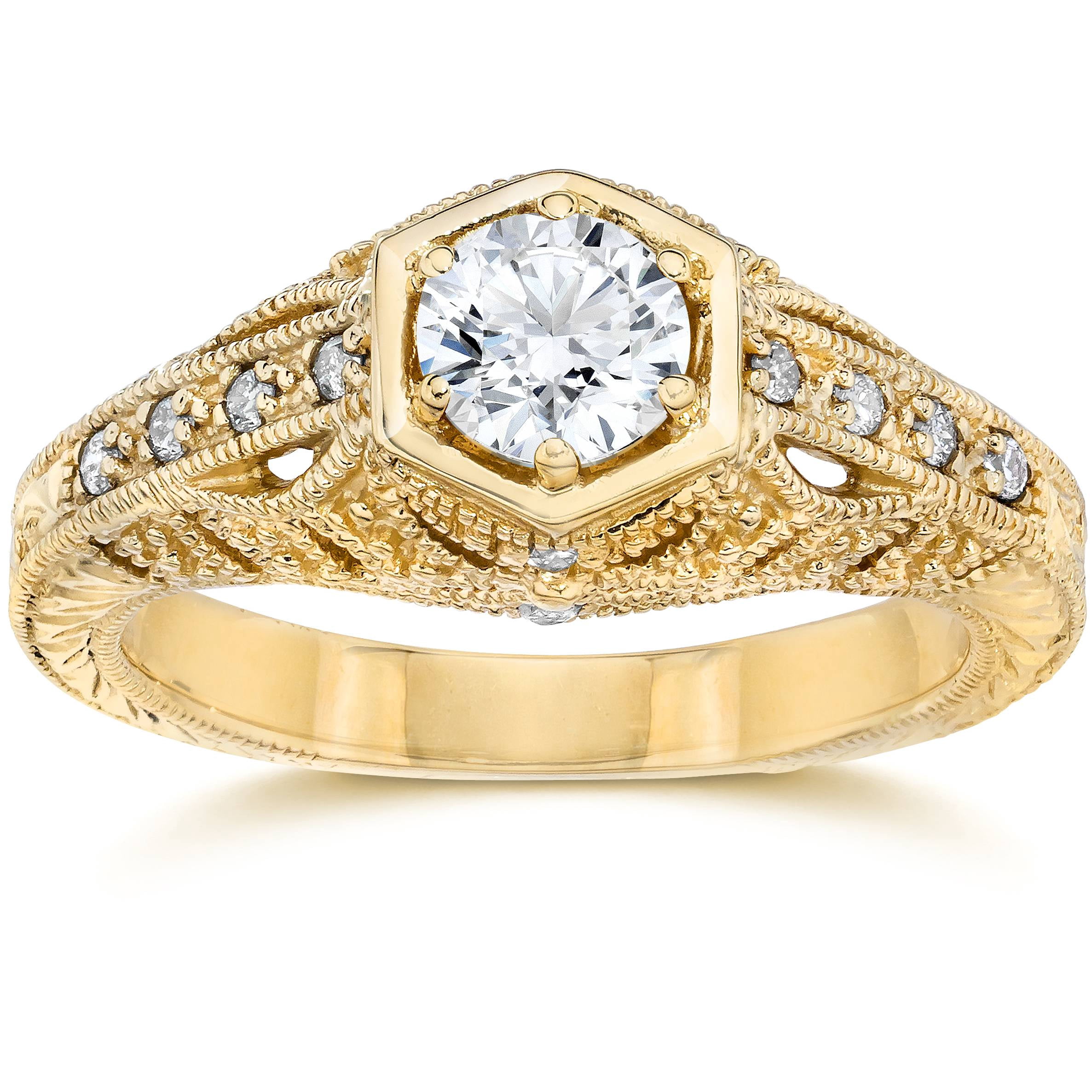Pompeii Emery .70Ct Vintage Diamond Antique Engagement 14K Yellow Gold ...