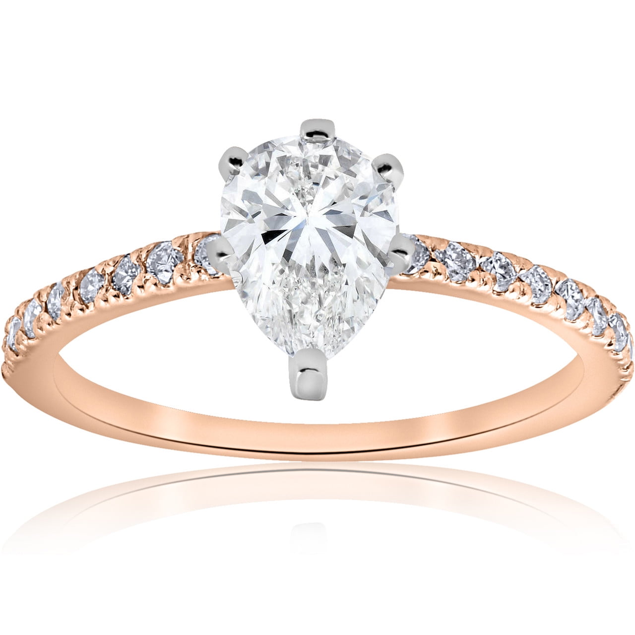 Pompeii G/VS 1.20Ct Pear Shape Diamond Engagement Ring 14k Rose Gold ...