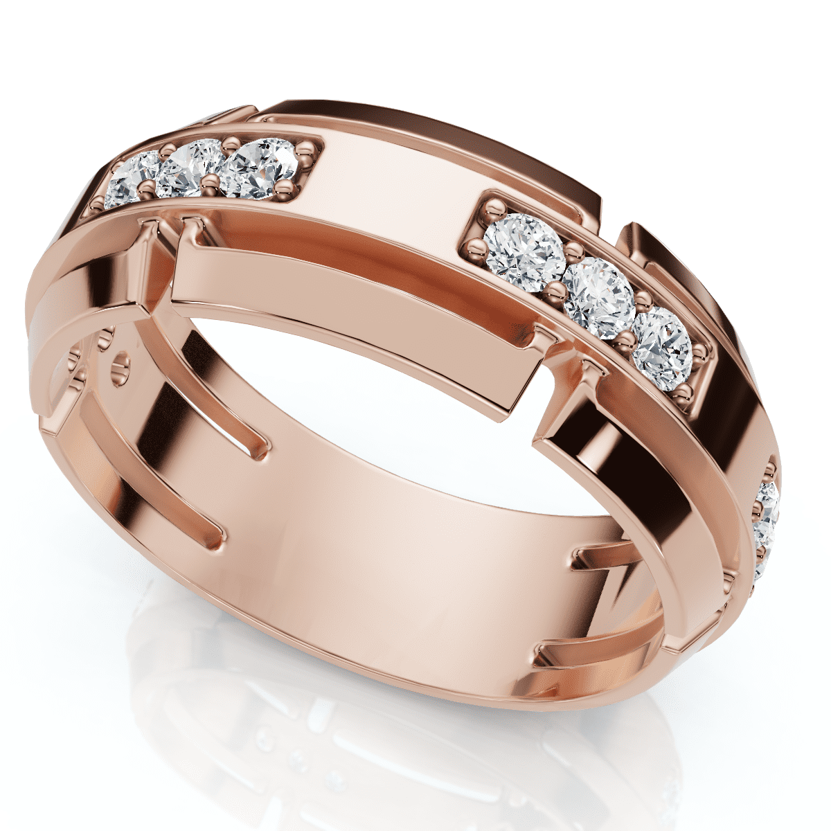 Pompeii Men's 1/2Ct 7mm Wide Interlocked Diamond Wedding Ring 14k Gold Lab Grown - Walmart.com