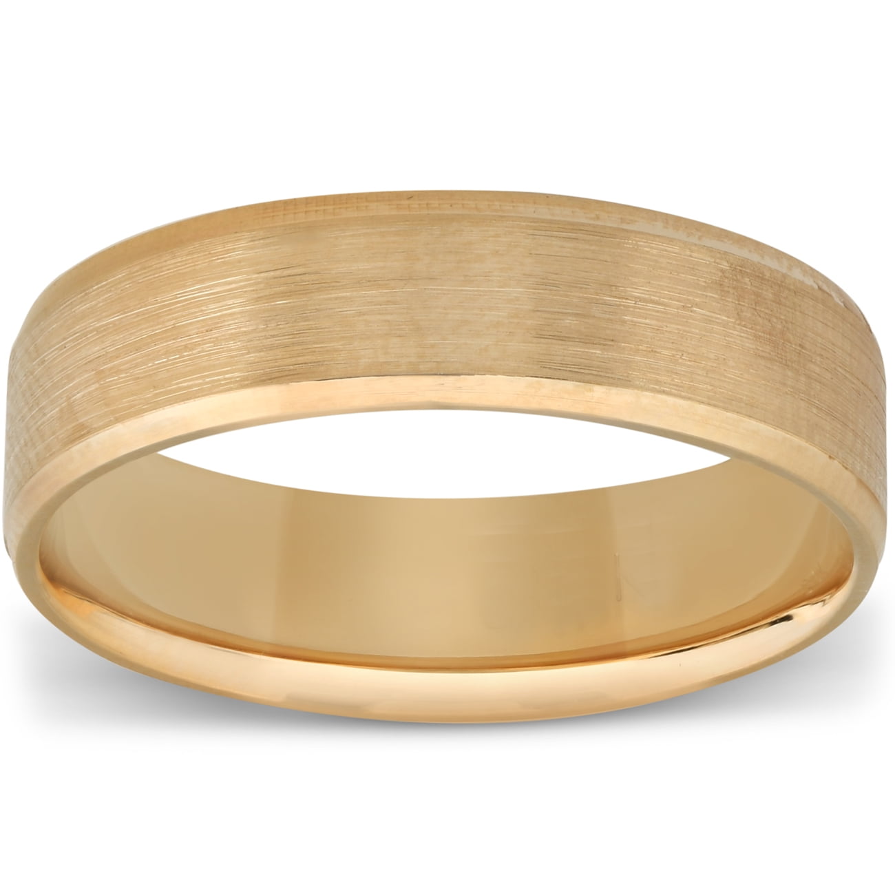 Pompeii Men's 14k Yellow Gold 6mm Plain Wedding Band with Satin Center ...