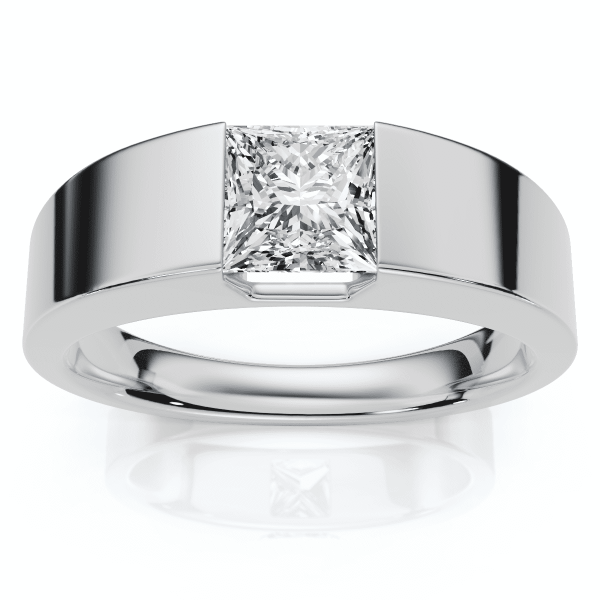 Pompeii Men's 1Ct Princess Cut Diamond Wedding Anniversary Ring 14k Gold or Pt Lab Grown ...
