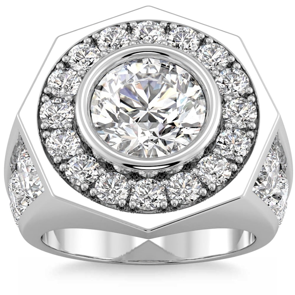 Pompeii Men's 8 1/2Ct Diamond Hexagon Anniversary Pinkie Ring Gold Lab ...