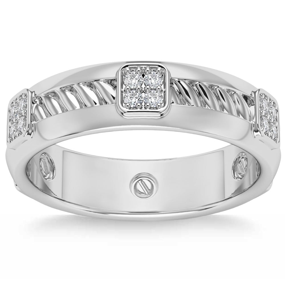 Pompeii Men's 8 Gram Solid 14k Gold 1/4ct TW Diamond Ring 6mm Wedding ...