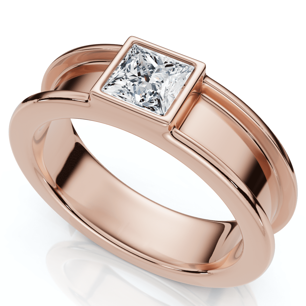 Pompeii Men's Certified Bezel Set Diamond Solitaire Wedding Ring 14k ...