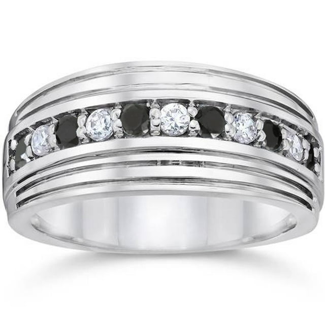 Pompeii Mens 10k White Gold Alternating Black & White Diamond 1/2ct ... Pompeii Mens 10k White Gold Alternating Black & White Diamond 1/2ct ...