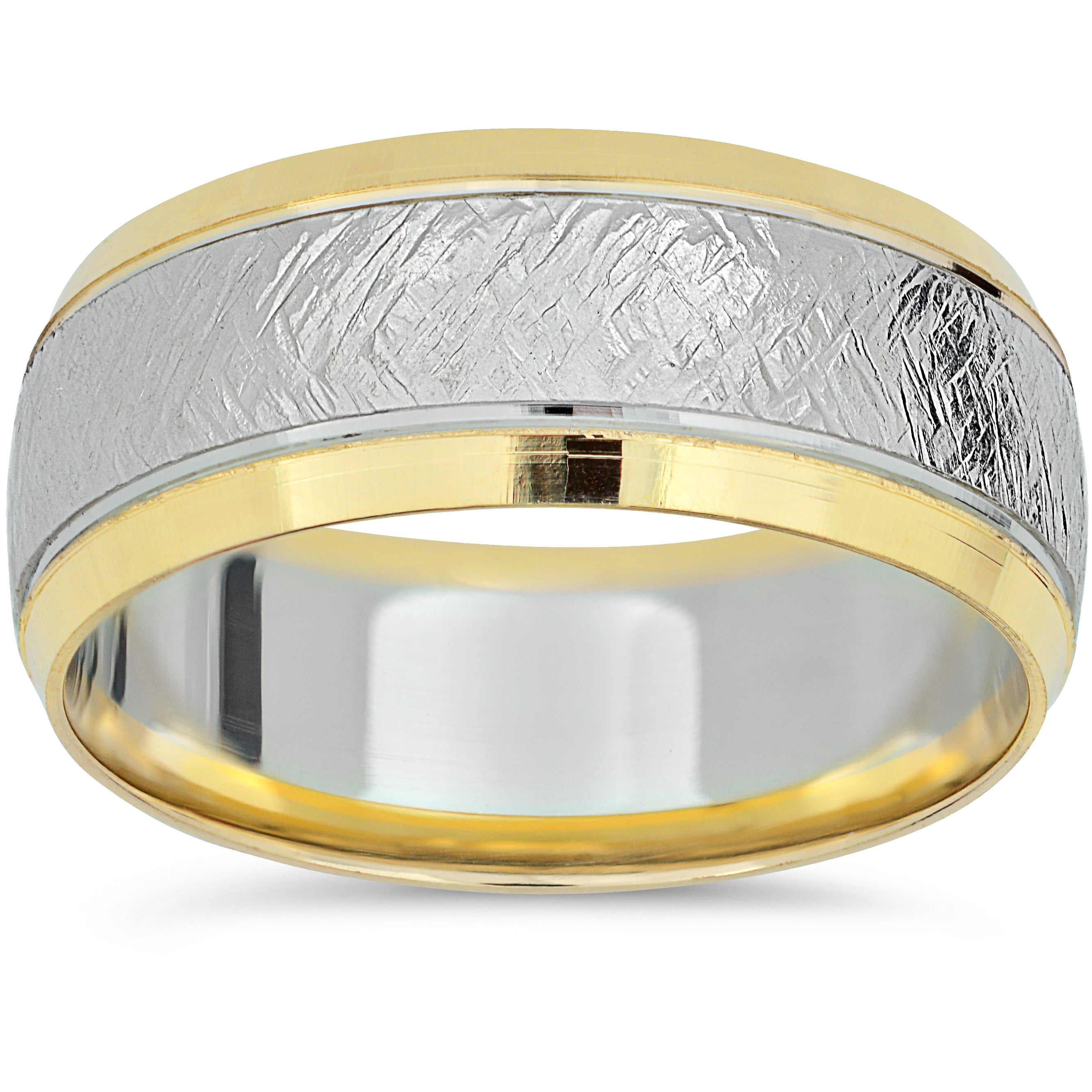 Pompeii Mens 14k White & Yellow Gold 8mm Two Tone Wedding Band ...