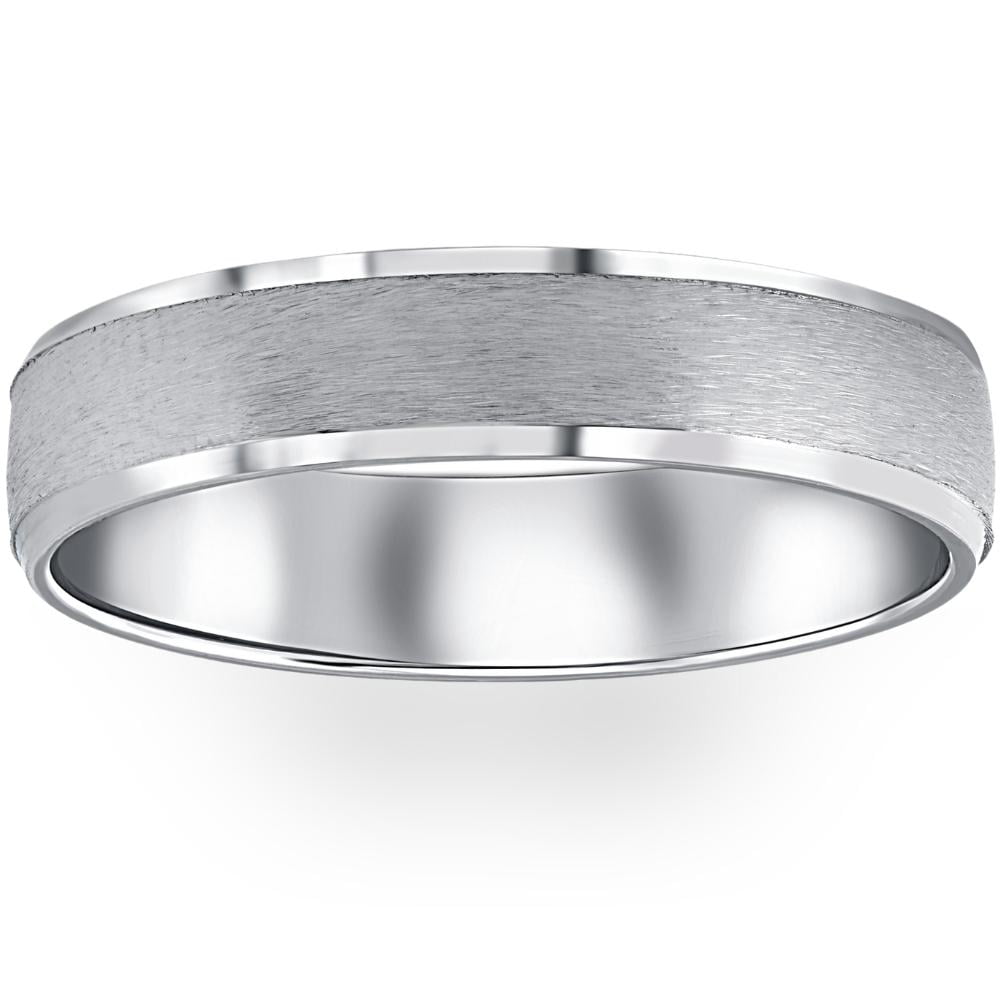 Pompeii Mens 5mm 10K White Gold Brushed Wedding Band (,) - Walmart.com