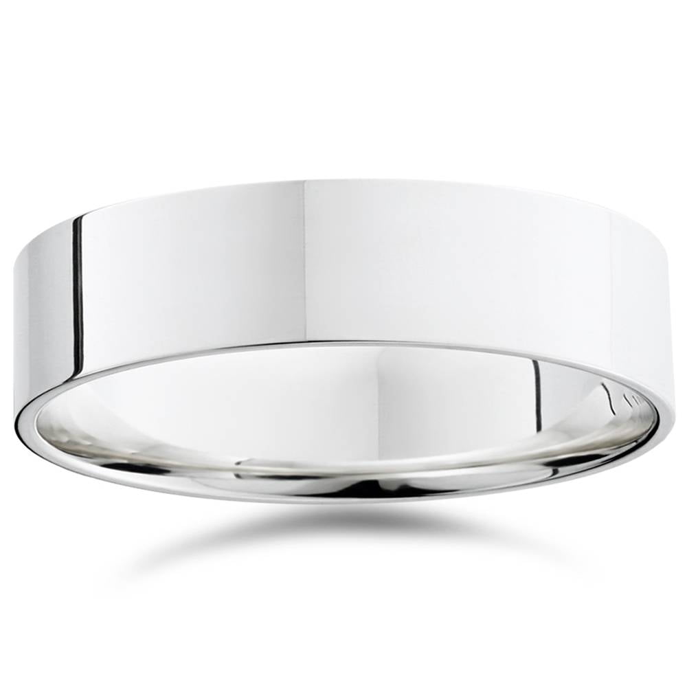 Pompeii Mens 6mm Flat 950 Platinum Comfort Wedding Band Ring ...