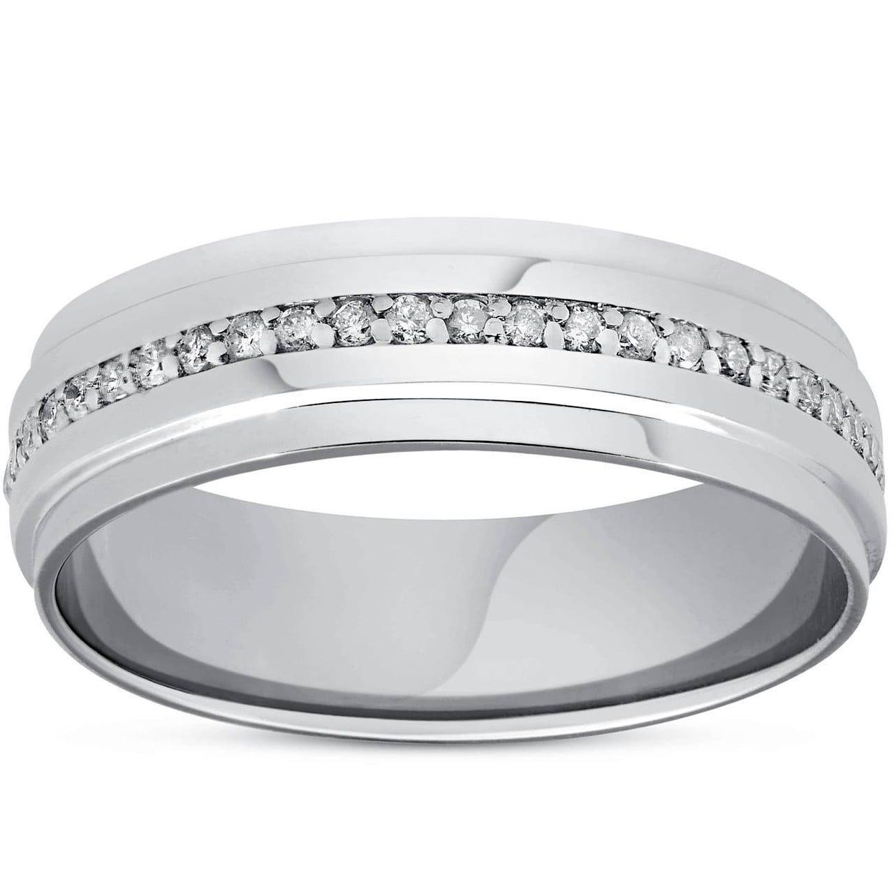 Pompeii Mens Diamond 3/8ct Eternity Ring Wedding Band 14k White Gold ...