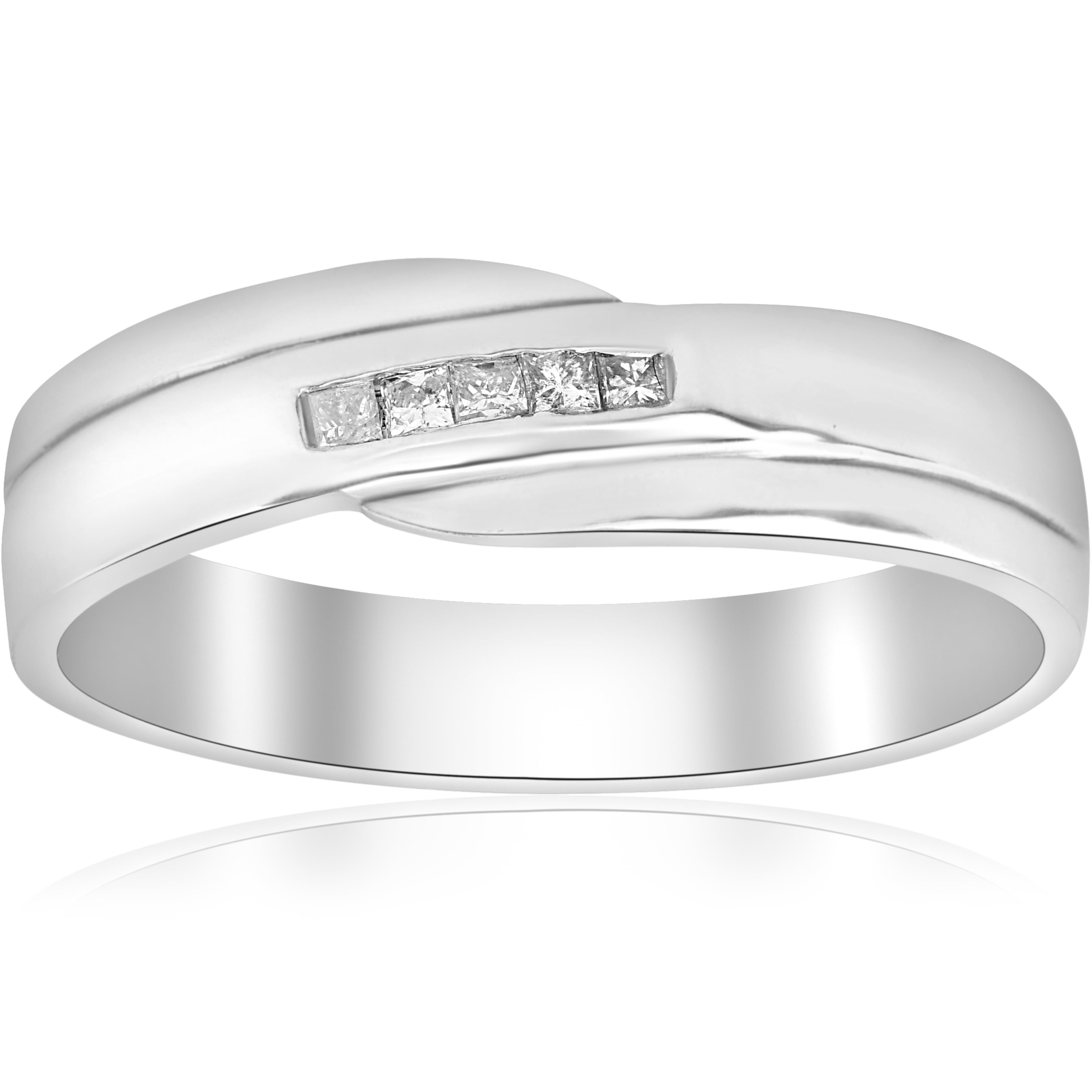 Pompeii Mens Princess Cut Diamond Wedding Ring White Gold High Polished ...