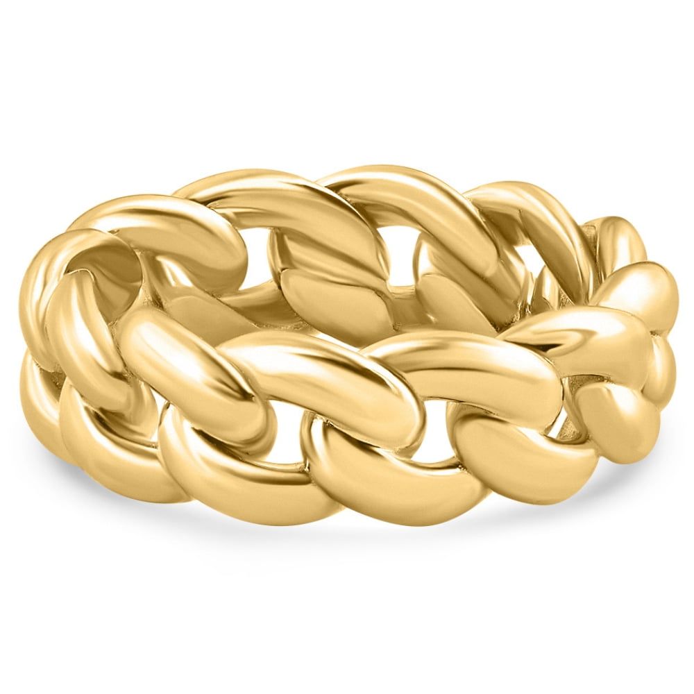 Pompeii Mens Solid Heavy 8mm 14k Gold Cuban Link Ring (,) - Walmart.com