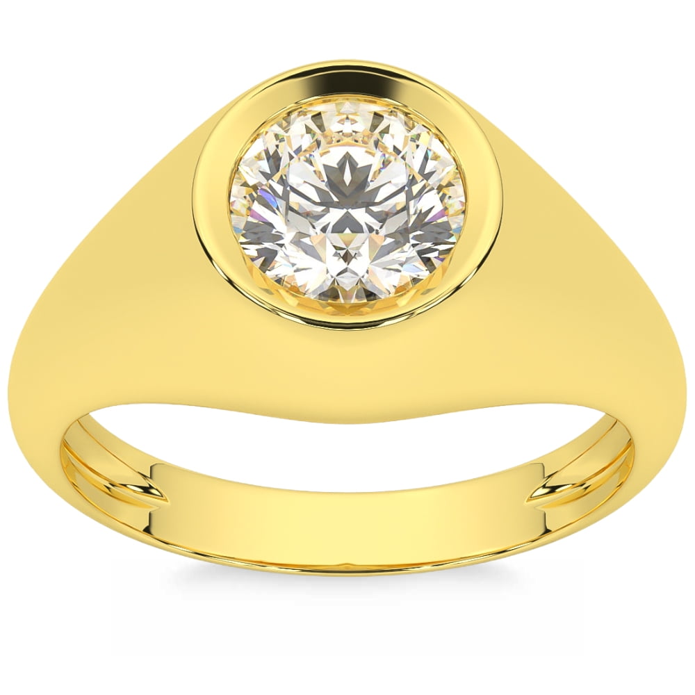 Pompeii Mens Solitaire Round Diamond Ring 1Ct Anniversary Pinky Ring ...