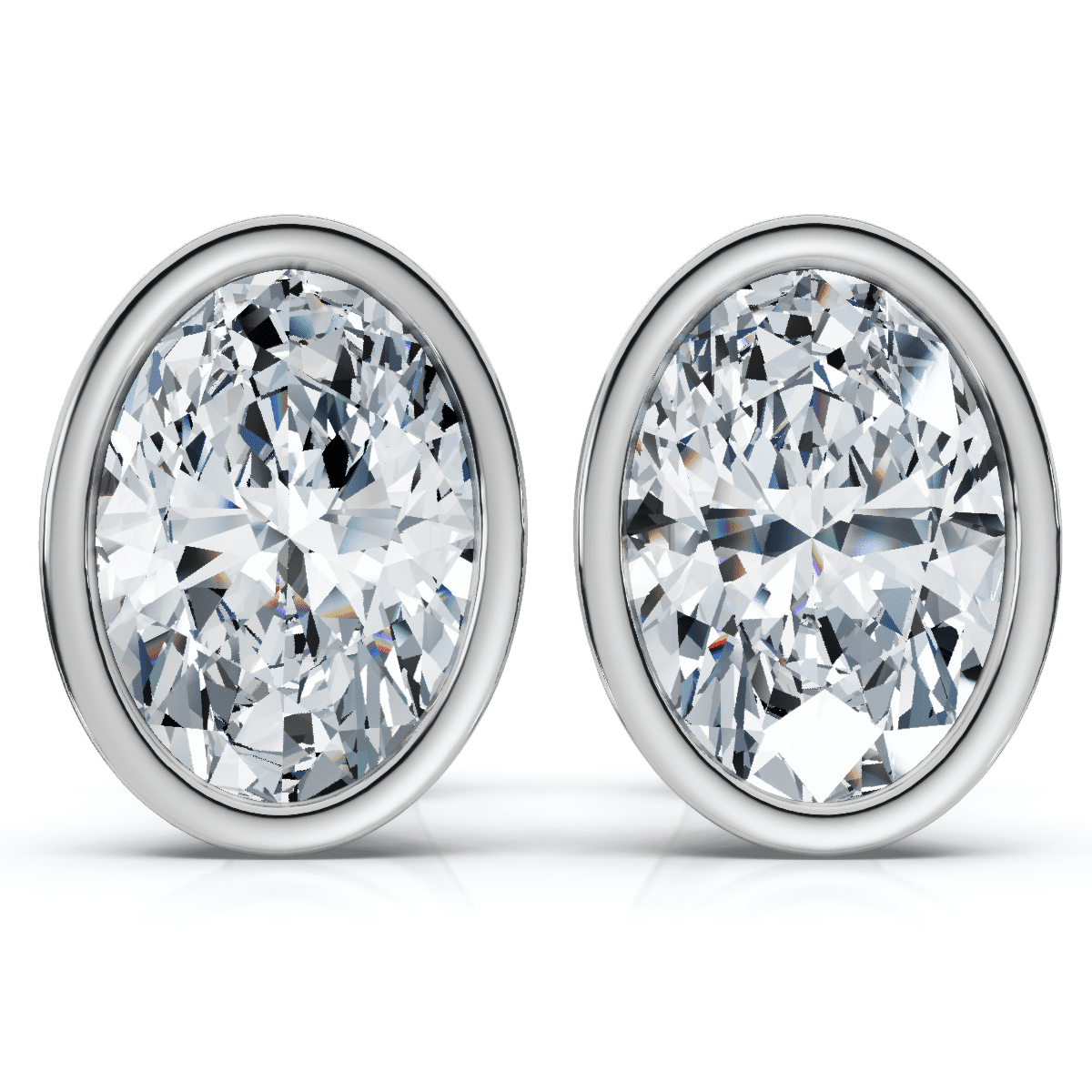 Pompeii Oval Cut Diamond Bezel Studs 14k Gold Lab Grown (E/F,VS1-VS2 ...