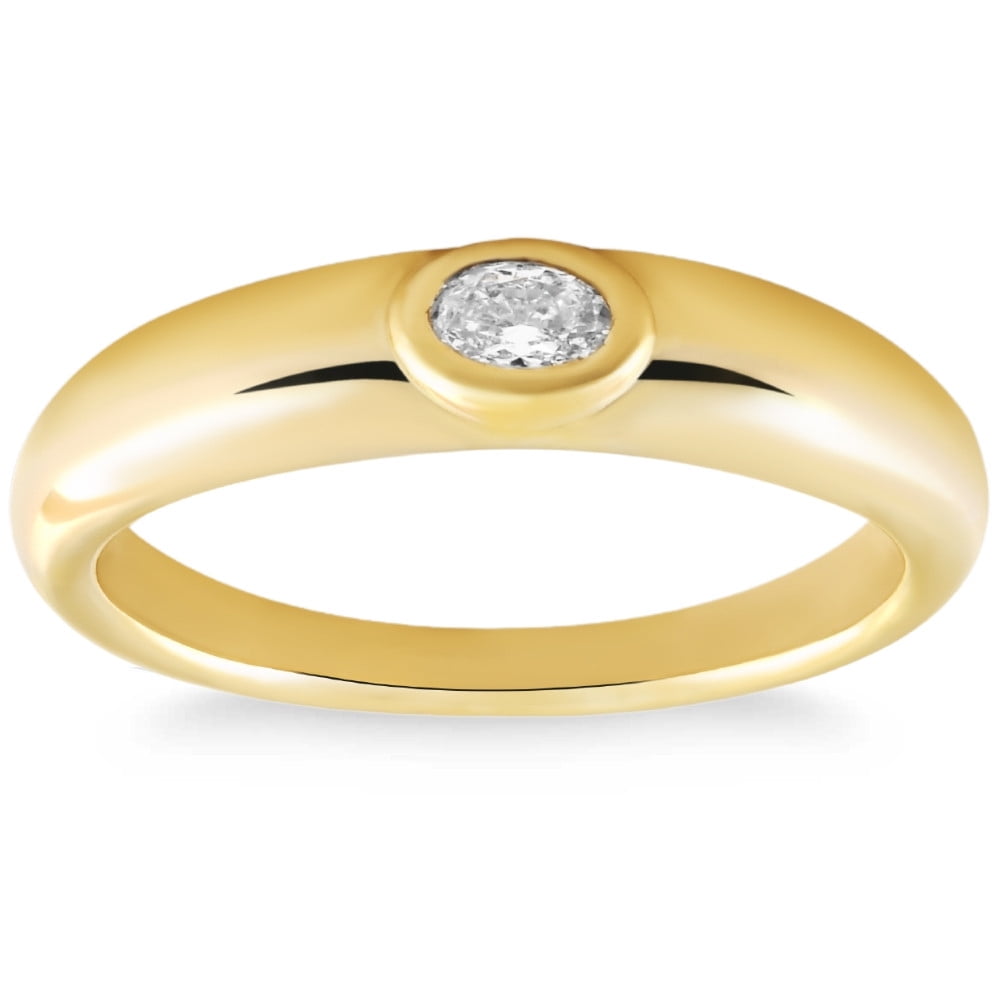 Pompeii Oval Diamond 14k Yellow Gold Stackable Dome Polished Band Bezel ...