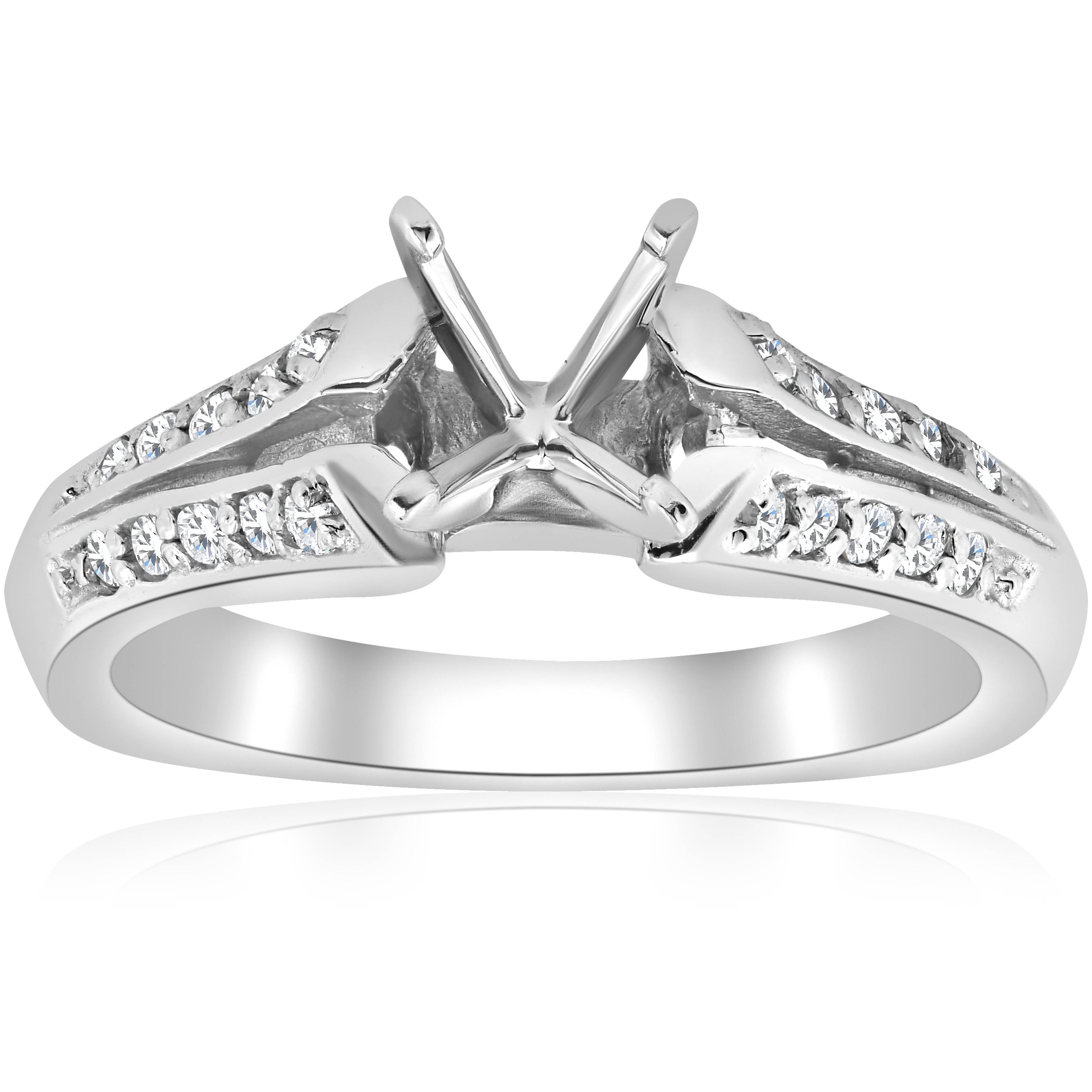 Pompeii Pave Diamond Semi Mount Split Shank Engagement Ring 14K White ...
