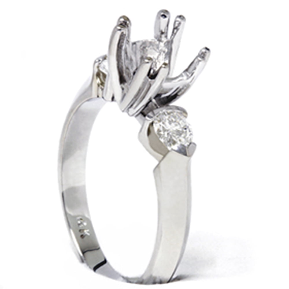 Pompeii3 Pear Shape Diamond Engagement Mount Ring Setting 14K White ...