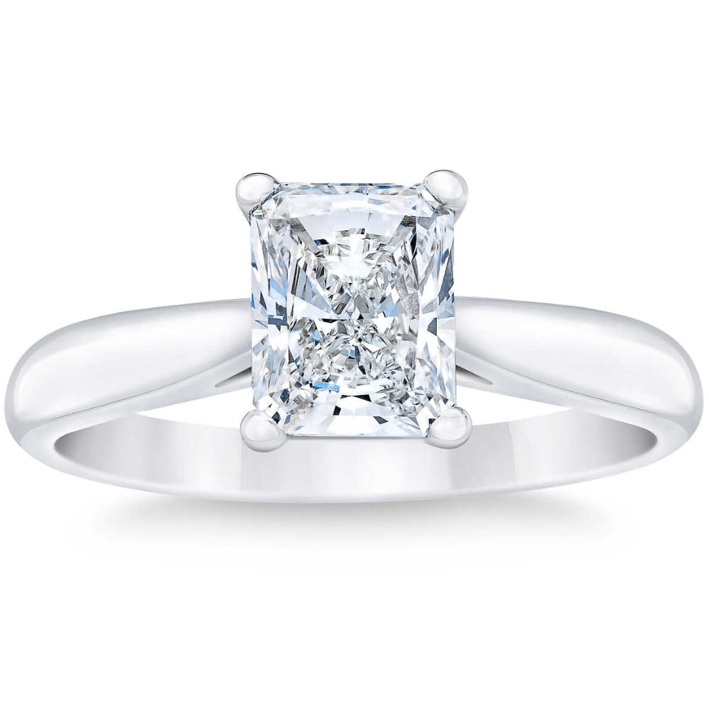 Pompeii Platinum 1 Ct Radiant Cut Diamond Solitaire Engagement Ring Lab ...