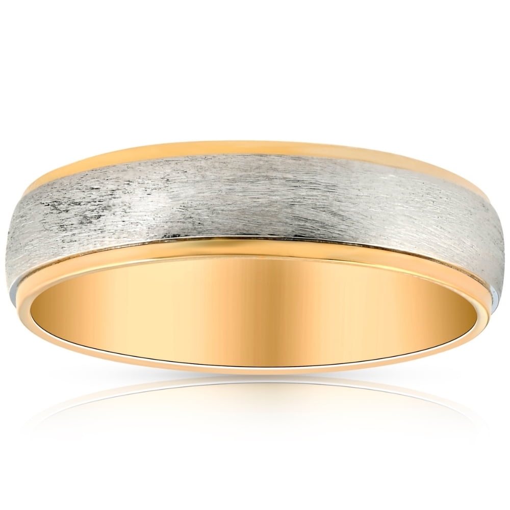Pompeii Platinum & 14k Yellow Gold Two Tone 6MM Brushed Ring Mens ...