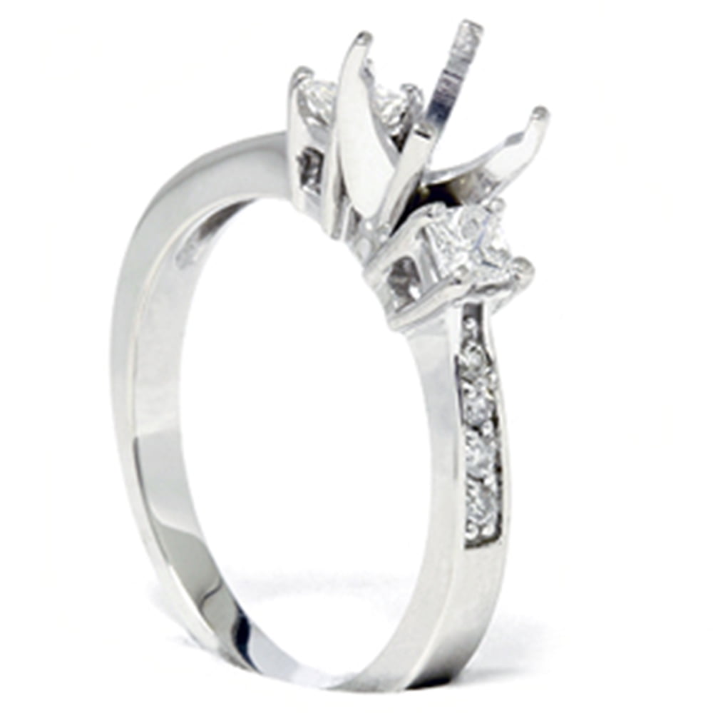 Pompeii Princess Cut Diamond Engagement Semi Mount Ring Setting (G/H,I1 ...