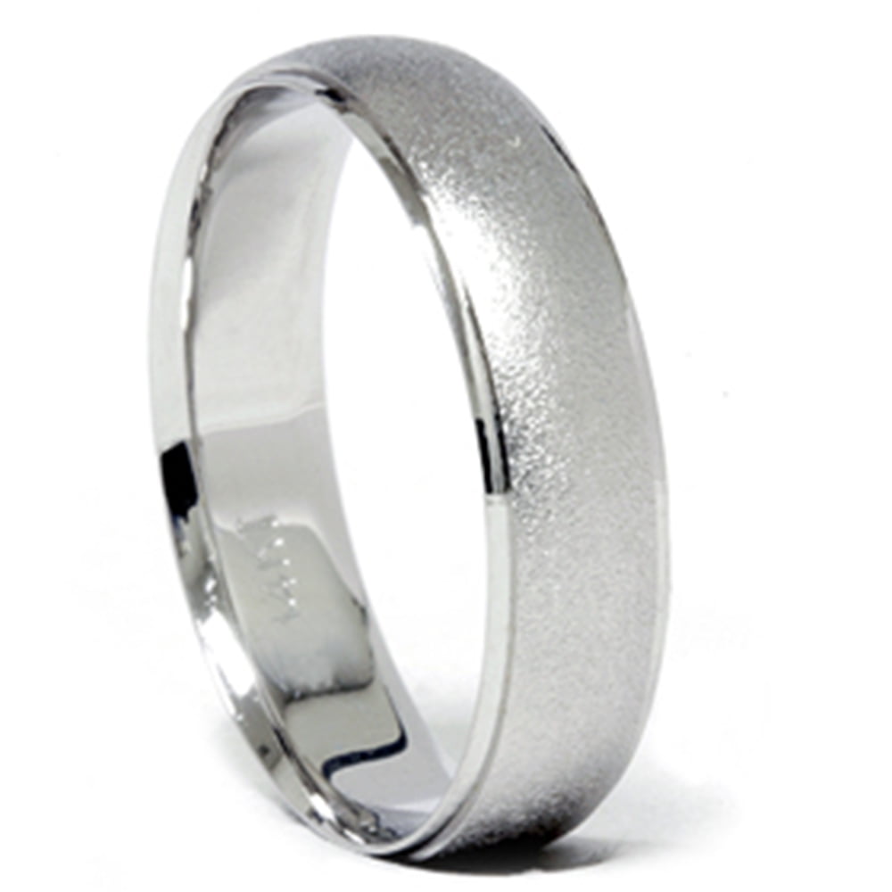 Pompeii Satin Finish & Polished Edge Wedding Band 14K White Gold ...
